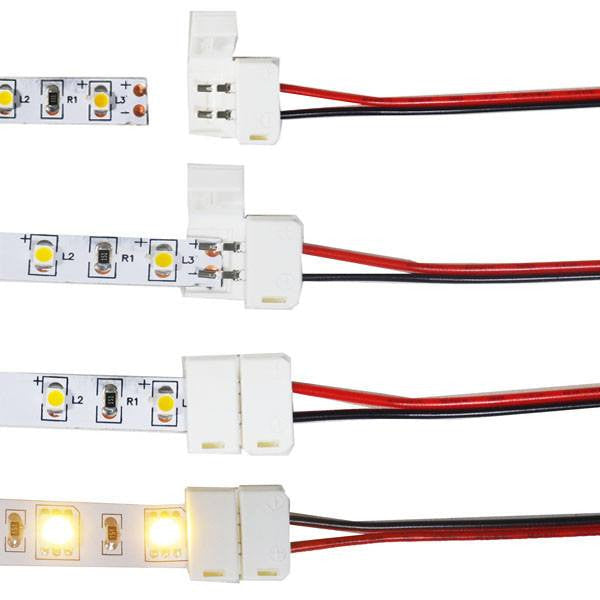 3528 8mm Single Color Snap On LED Strip Connector 6 inches of wire (Pa ...